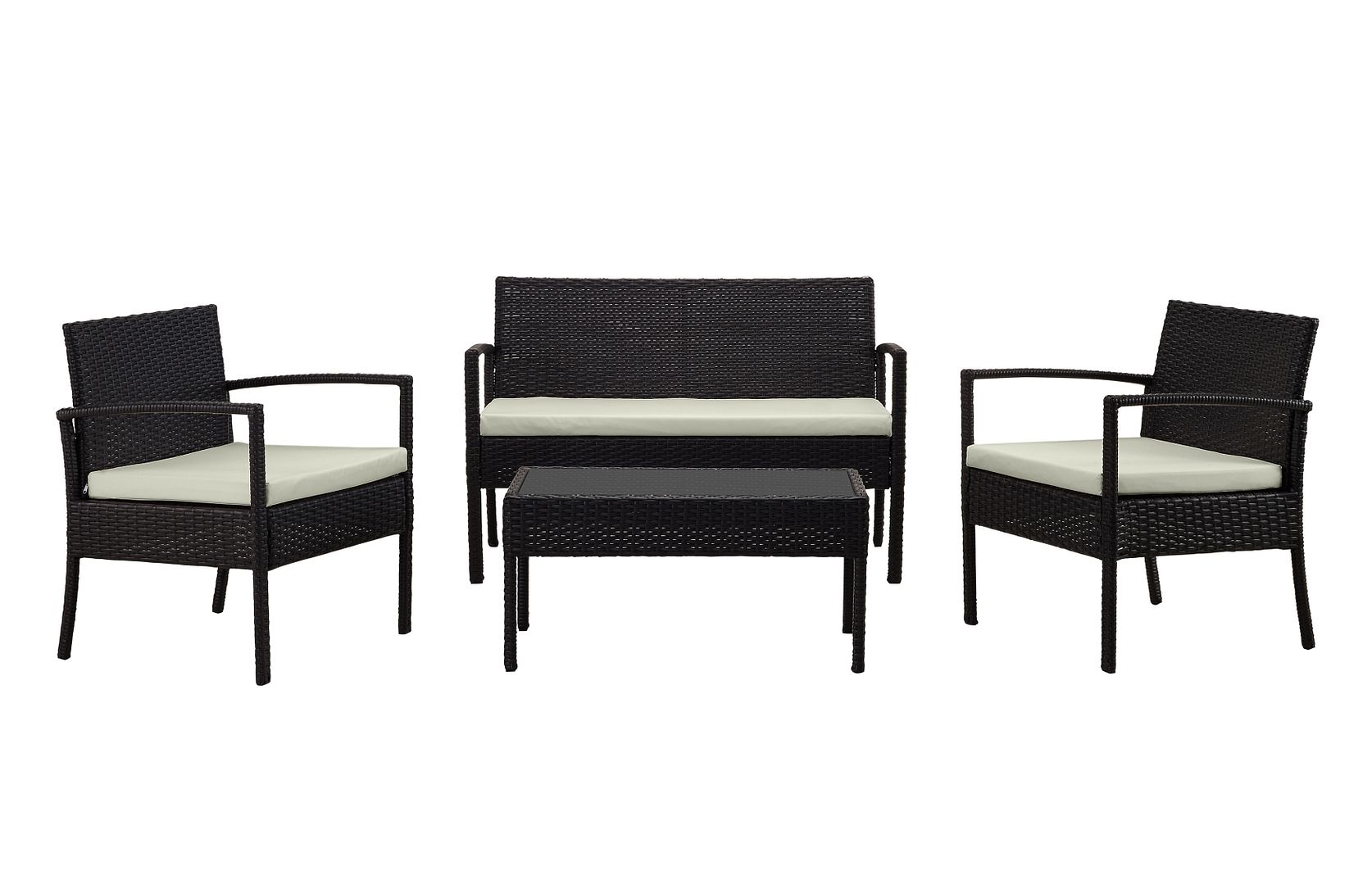 Manhattan Comfort Noli Steel Rattan 4-Piece Patio Conversation Set with ...