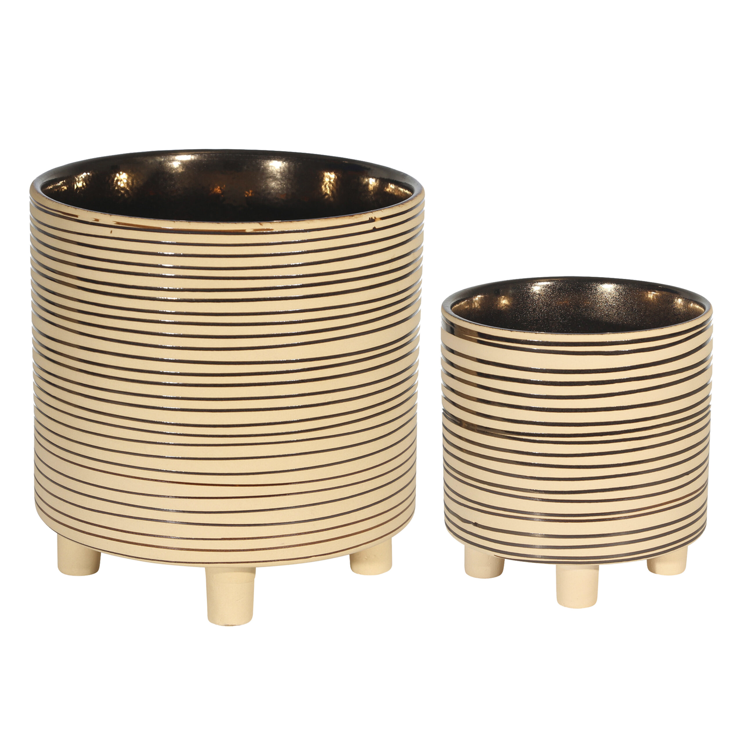 Sagebrook Home Footed Planters 9/6", Stripes Rent to Own | Becca's Home